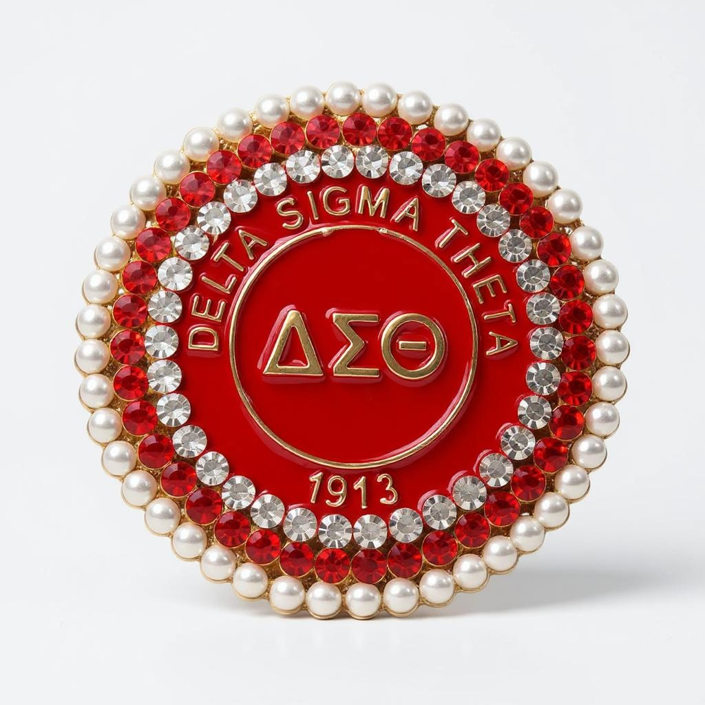 Delta Sigma Theta Rhinestone and Pearl Brooch – Sacred Heart Collections