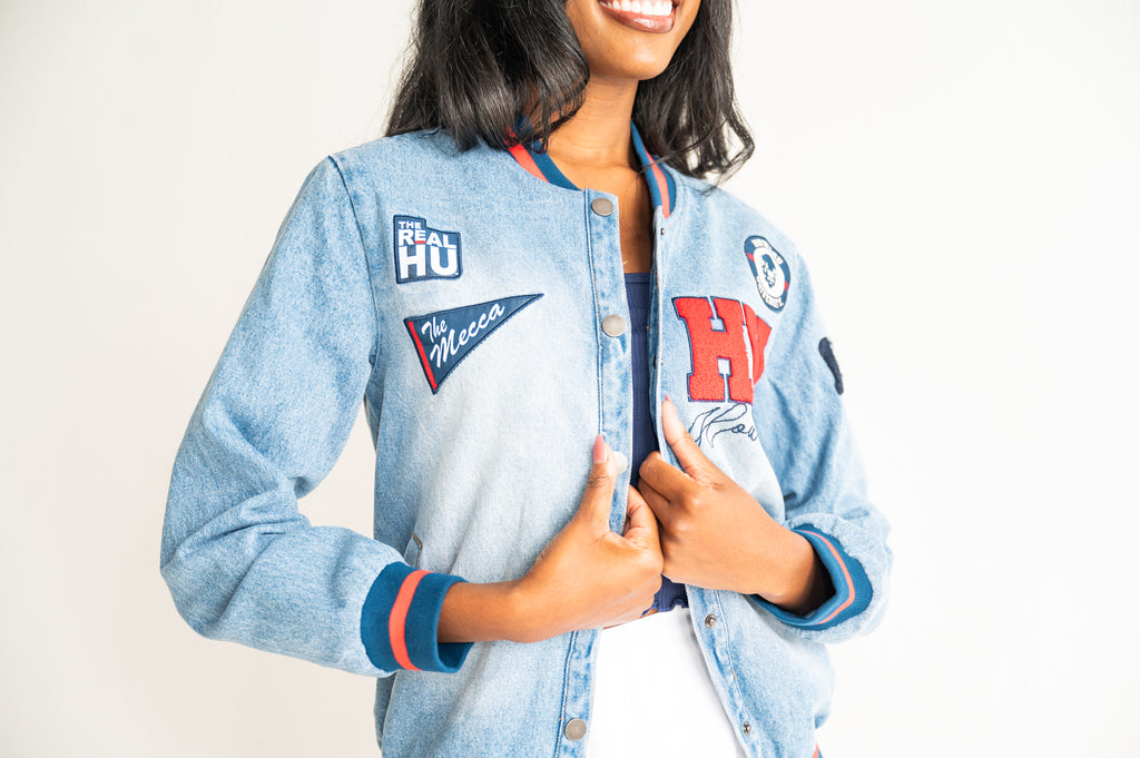 Howard University Denim Bomber Jacket – Sacred Heart Collections
