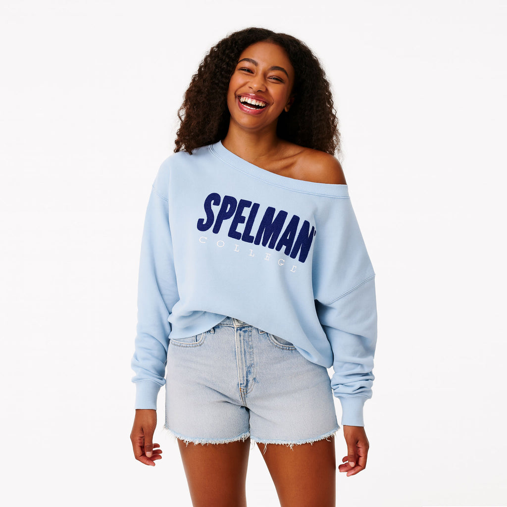 Spelman Off The Shoulder Sweatshirt – Sacred Heart Collections