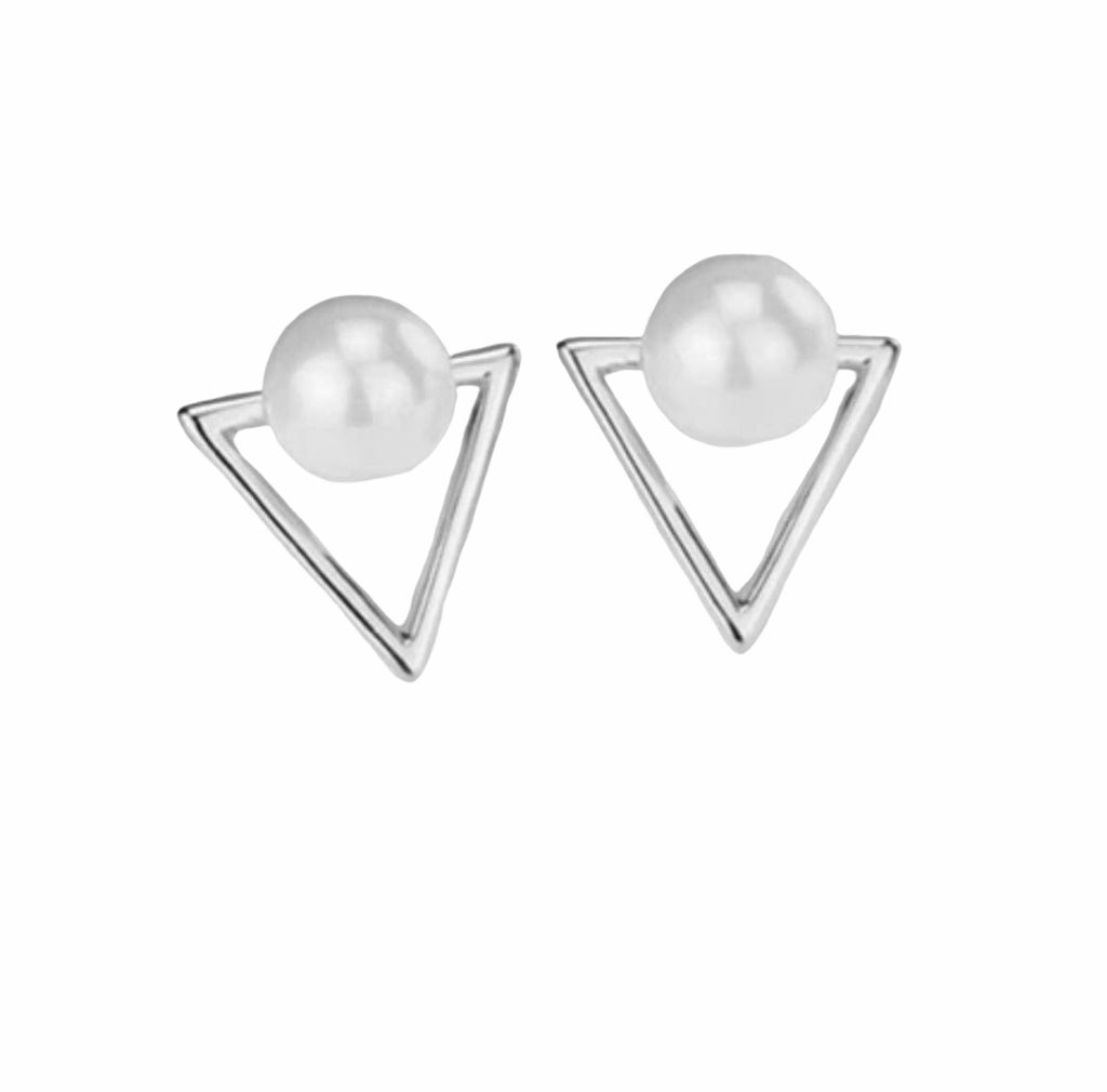PYRAMID PEARL STUDS- SILVER – Sacred Heart Collections